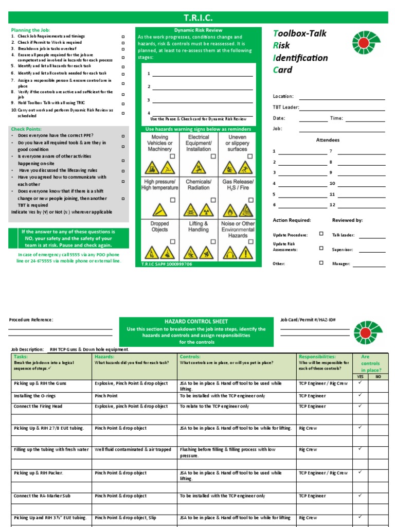 F-04 - TRIC Card | PDF | Occupational Safety And Health | Safety