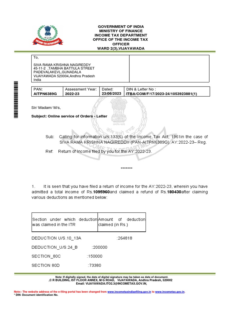 AITPN6389G - Issue Letter - 1053923881 (1) - 23062023 | PDF | Public ...