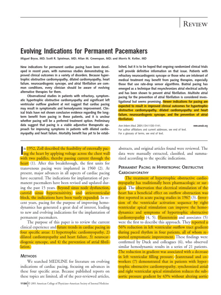 Evolving Indications for Permanent Pacemakers | PDF | Artificial ...