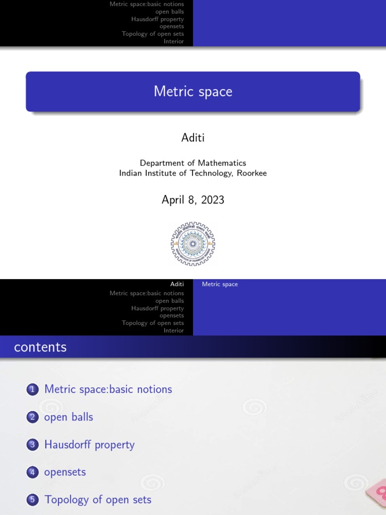 Aditi | PDF | Metric Space | Topology