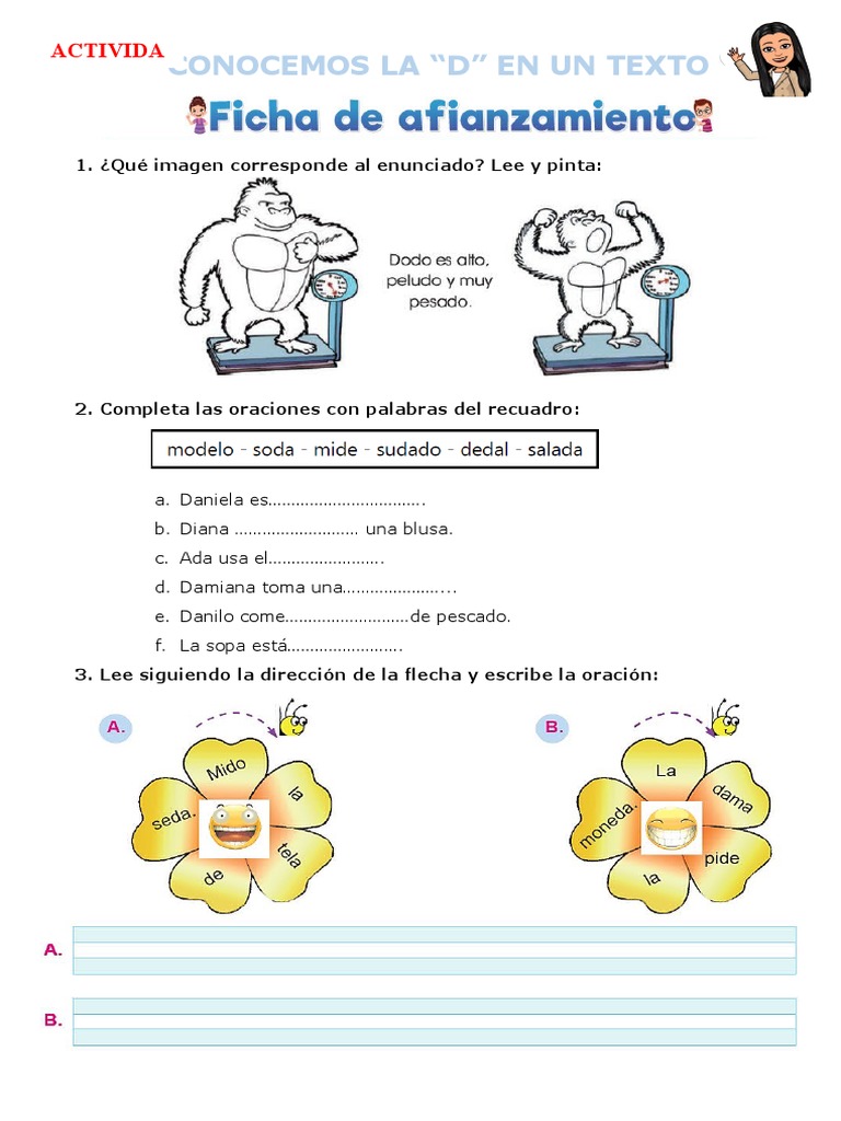 D1 A1 FICHA COM. CONOCEMOS LA CONSONANTE D EN UN TEXTO | PDF