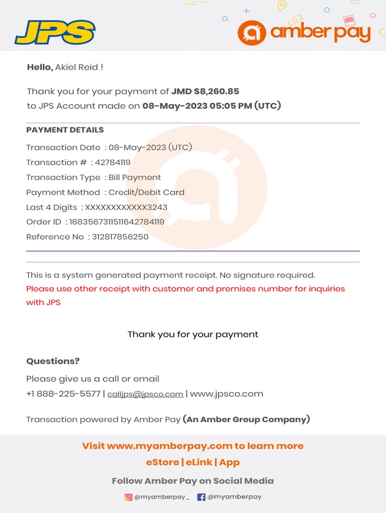 Amber Payment Receipt | PDF