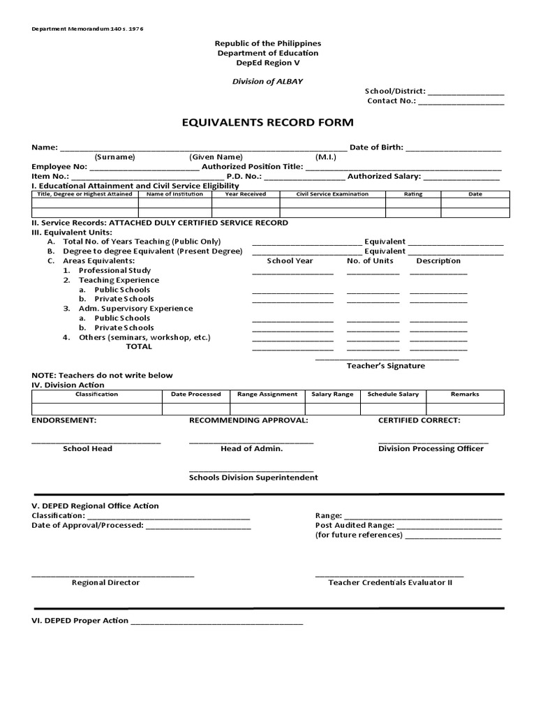 ERF FOrm | PDF | Teachers