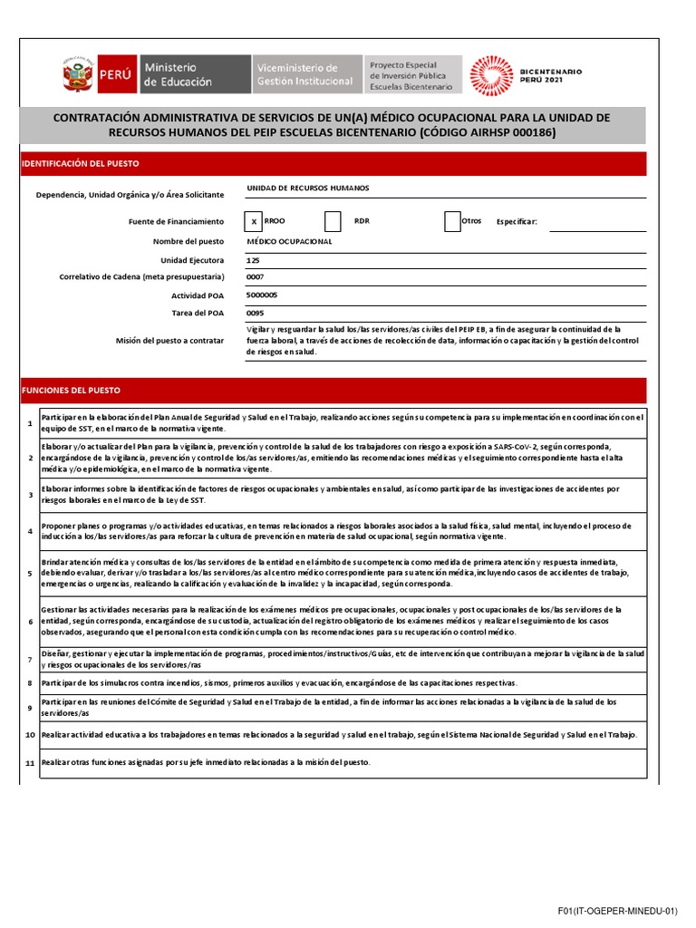 Perfil Medico Ocupacional Urh - 2023 | PDF | Licenciatura | Seguridad y ... Perfil Medico Ocupacional Urh - 2023 | PDF | Licenciatura | Seguridad y ...