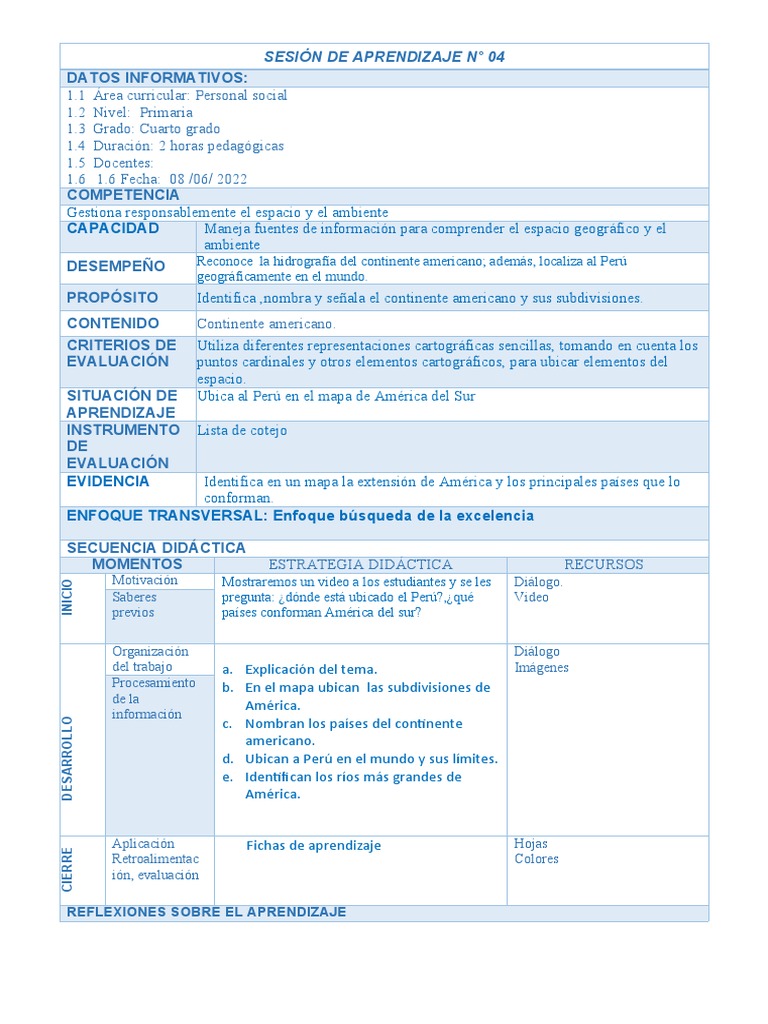 El Continente Americano | PDF | Evaluación | Aprendizaje
