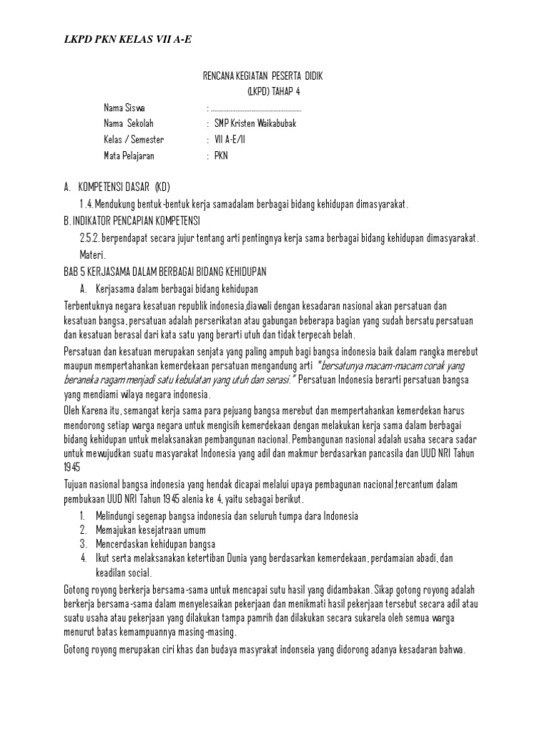 LKPD 4 PKN Kelas 7 | PDF