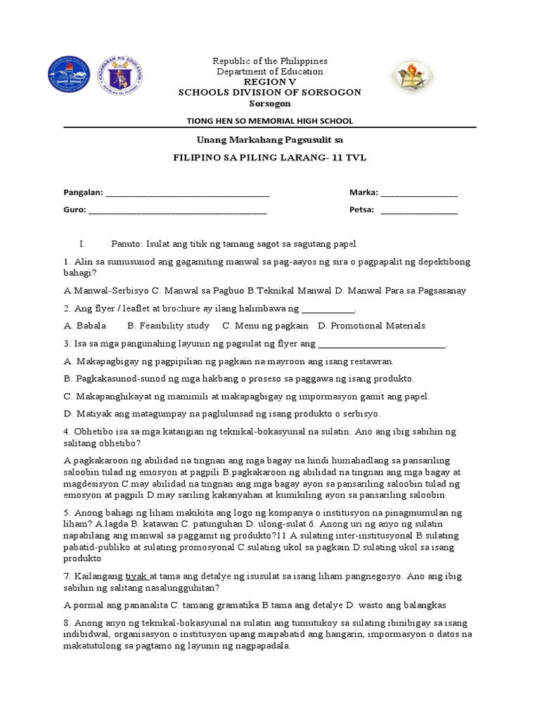 1st Q FPL Exam | PDF