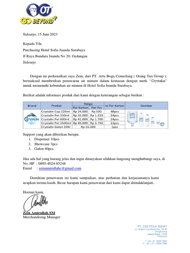 Proposal Penawaran Hotel Sofia | PDF
