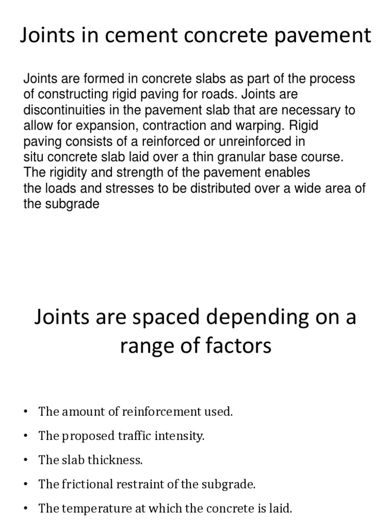 Types of Joints in Concrete Pavement | PDF | Road Surface | Concrete