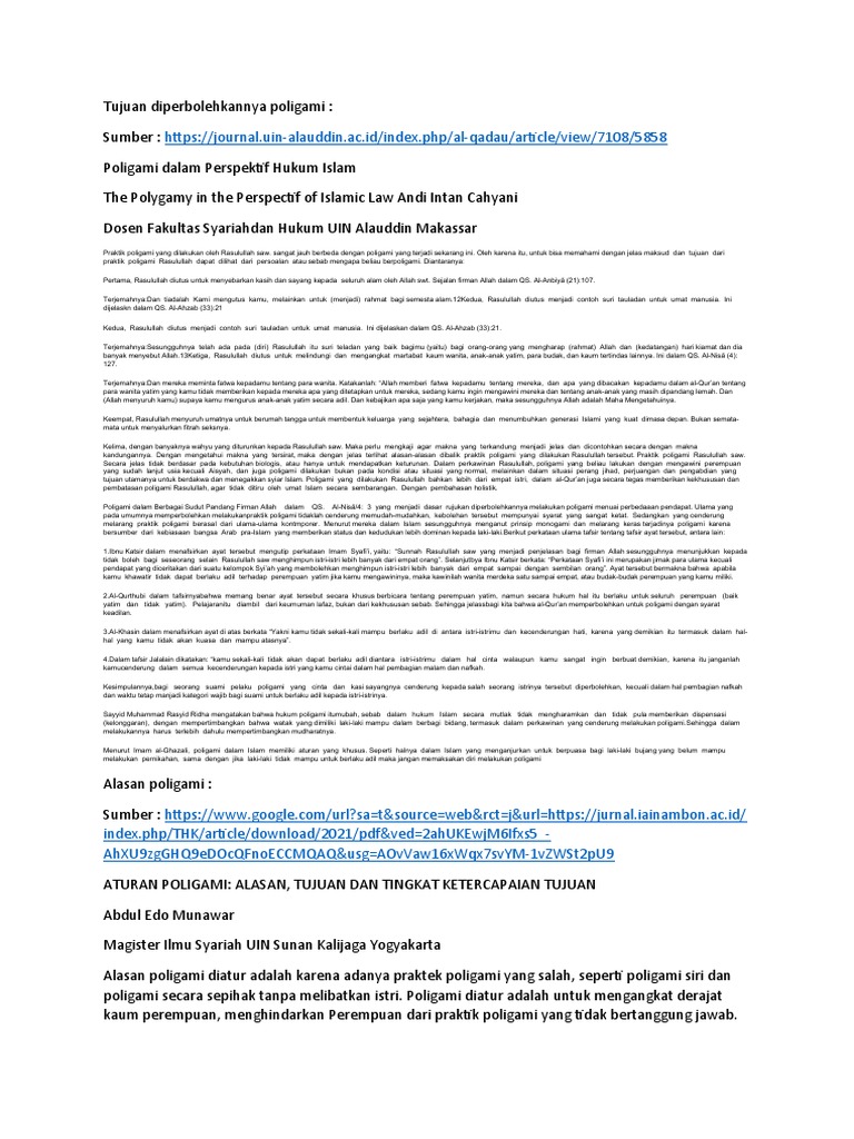 Tujuan Dan Alasan Poligami | PDF