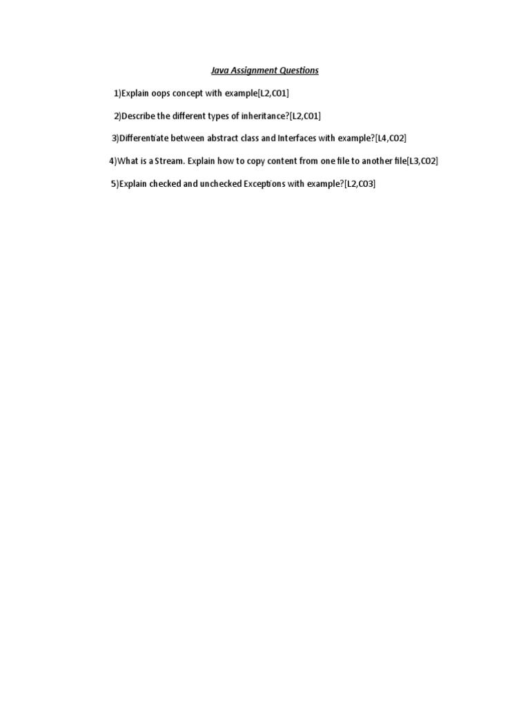 Java Assignment Questions Pdf 