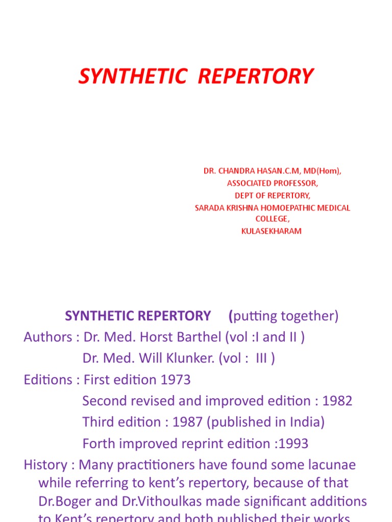 Synthetic Repertory | PDF | Homeopathy | Medical Specialties
