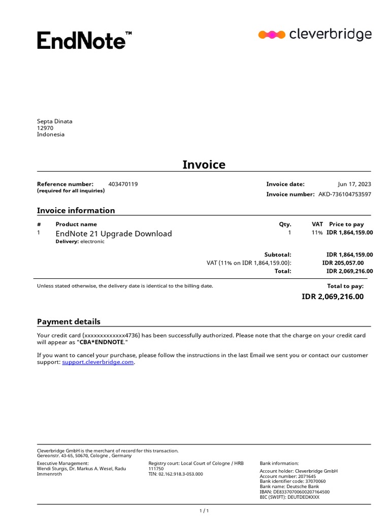 Akd 736104753597 | PDF | Invoice | Credit Card