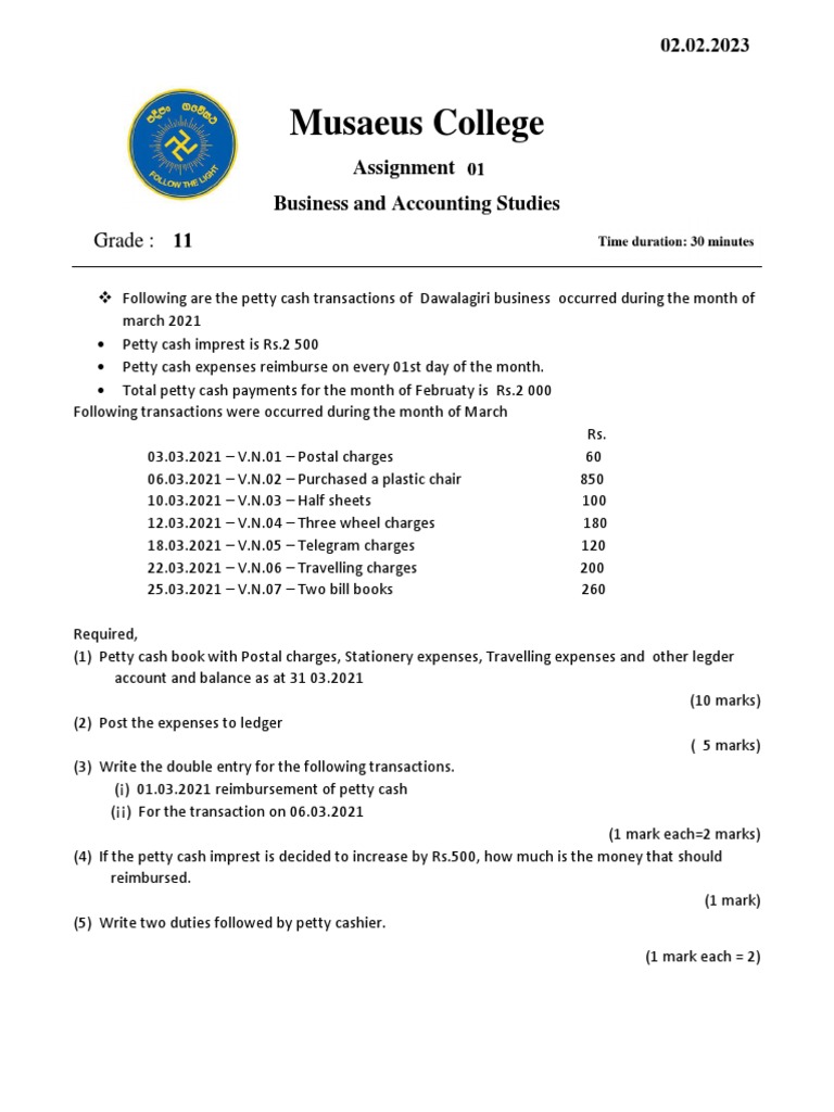 NEW - Grade 11 - English Medium - Assignment 01 | PDF
