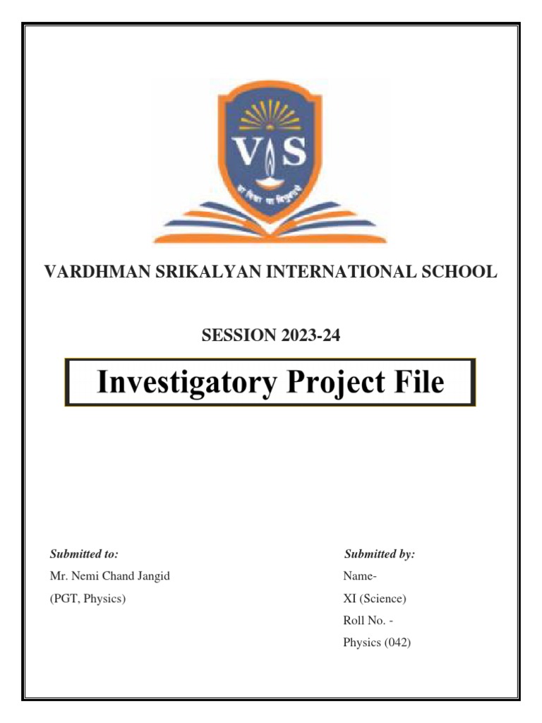 Xi Physics Project Cover Pages | PDF | Technology & Engineering