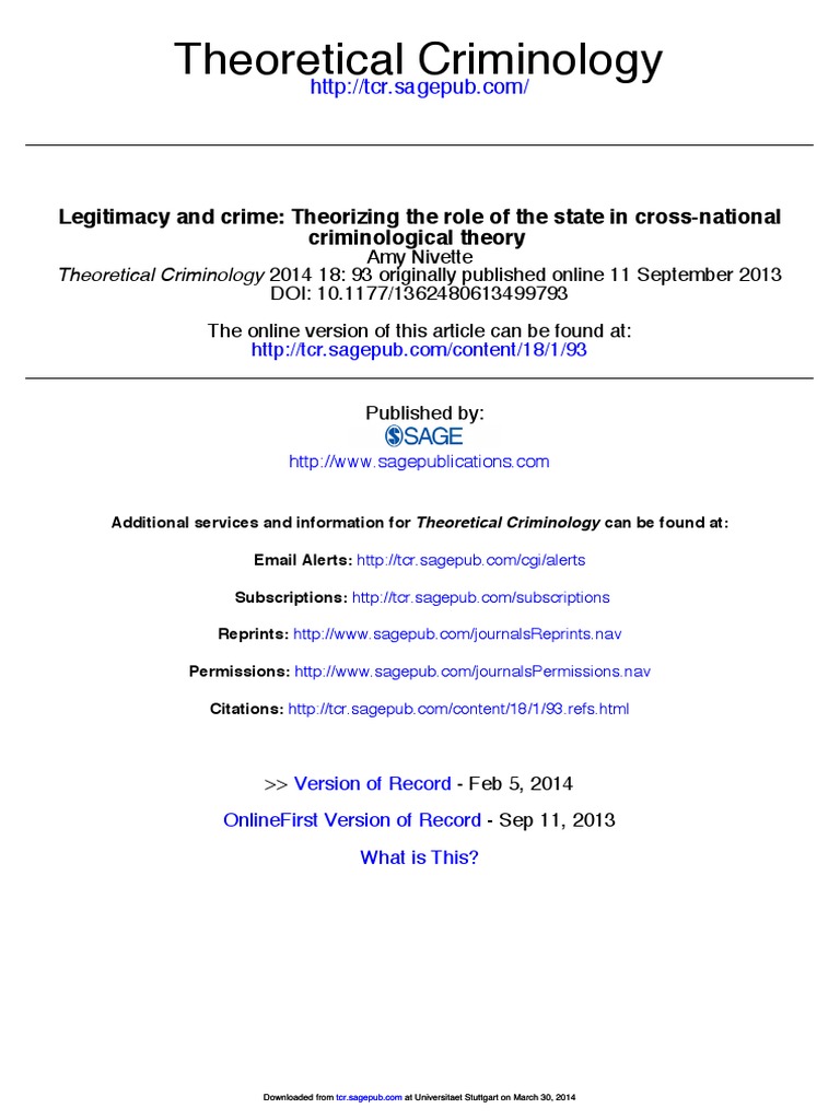 5 Nivette Legitimacy and Crime Theorizing The Role of The S | PDF ...