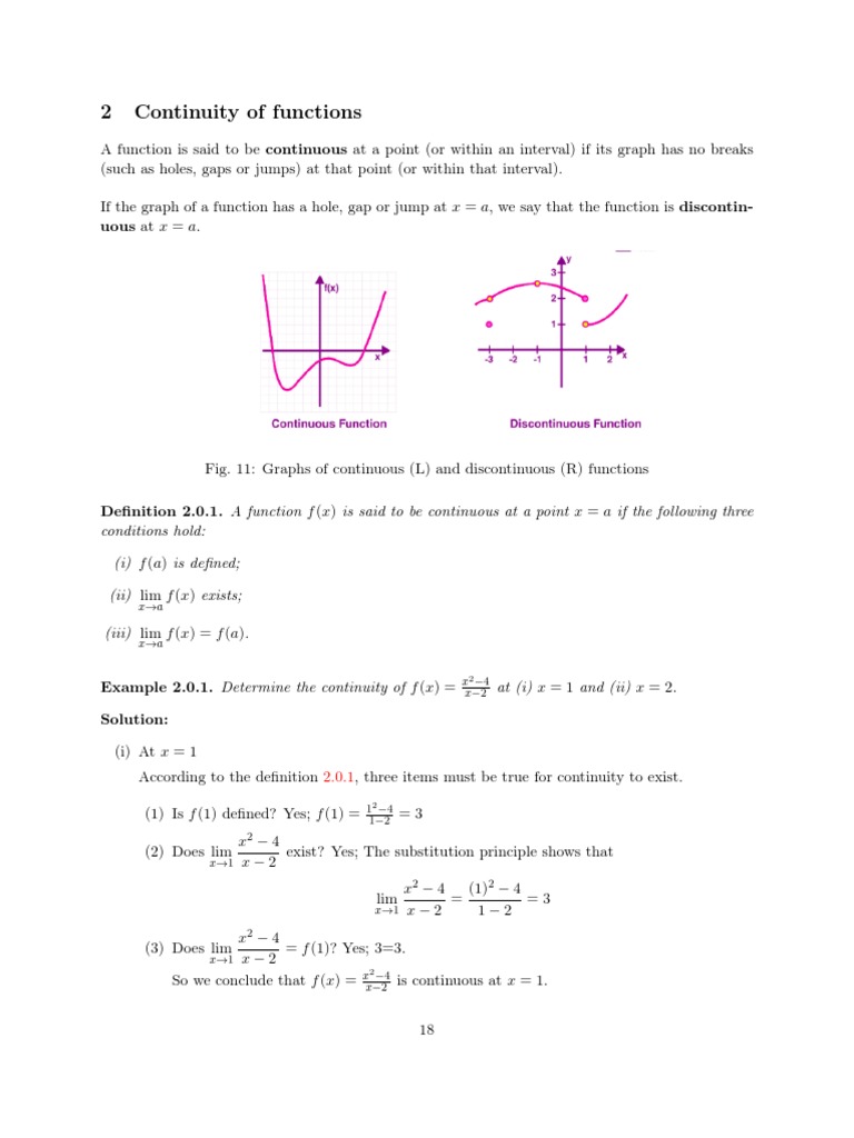 Topic 2 Continuity Of Functions Pdf Continuous Function Function Mathematics