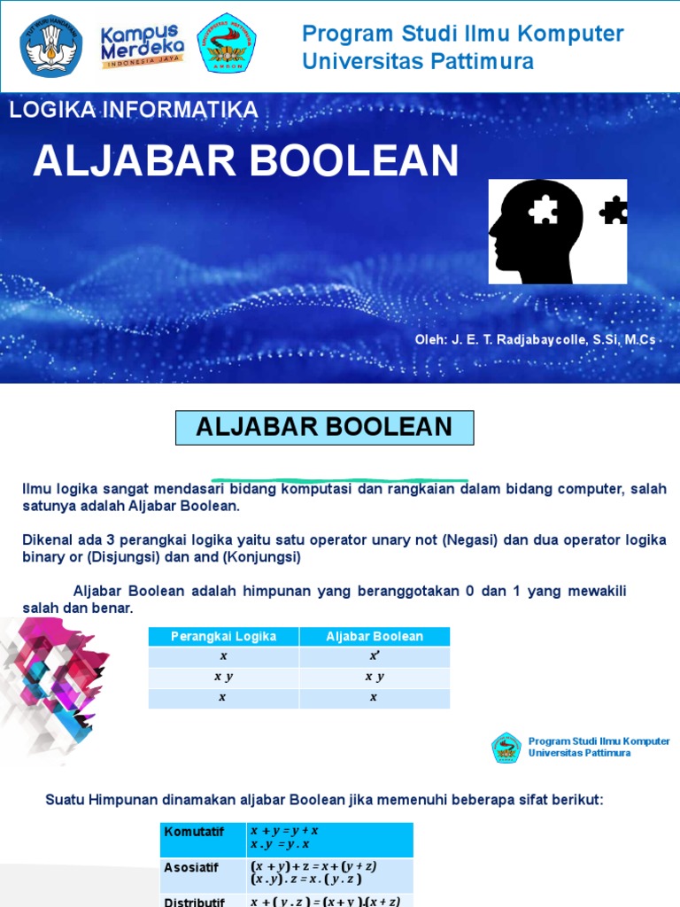Logika Informatika Aljabar Boolean | PDF