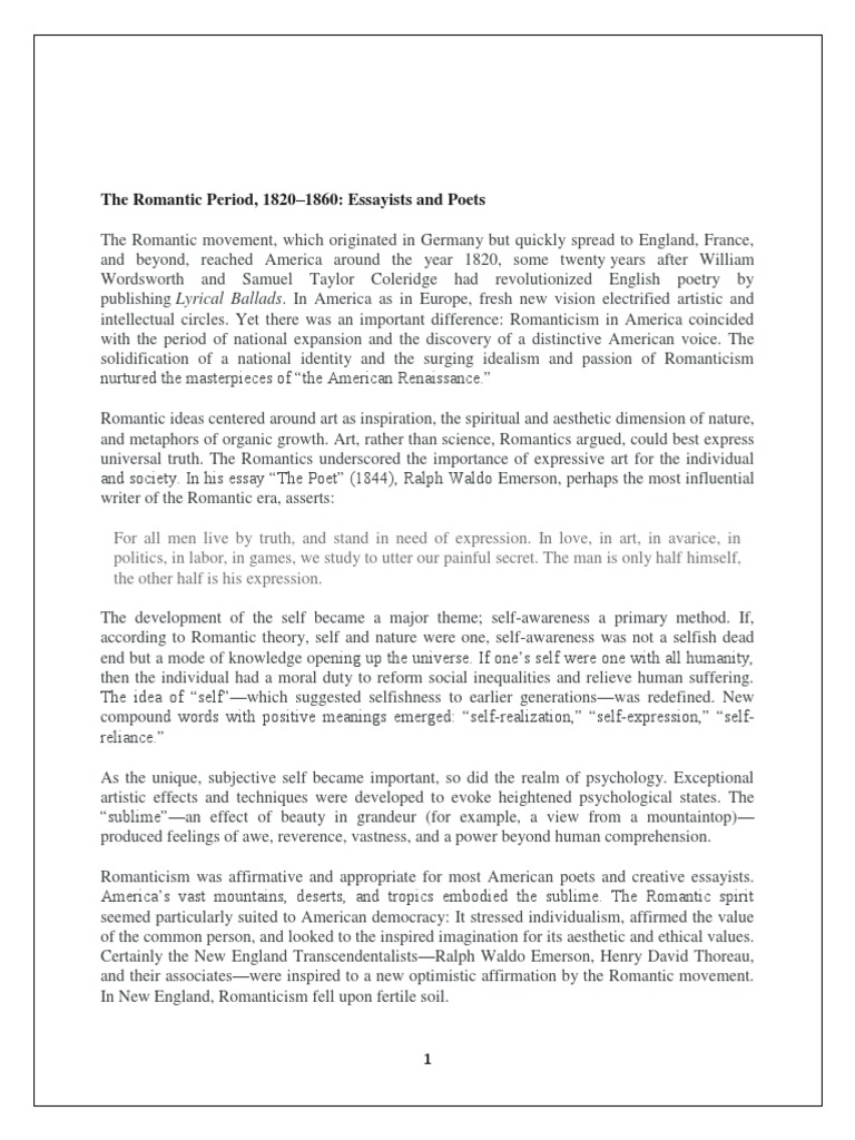 The Romantic Period | PDF | Transcendentalism | Romanticism