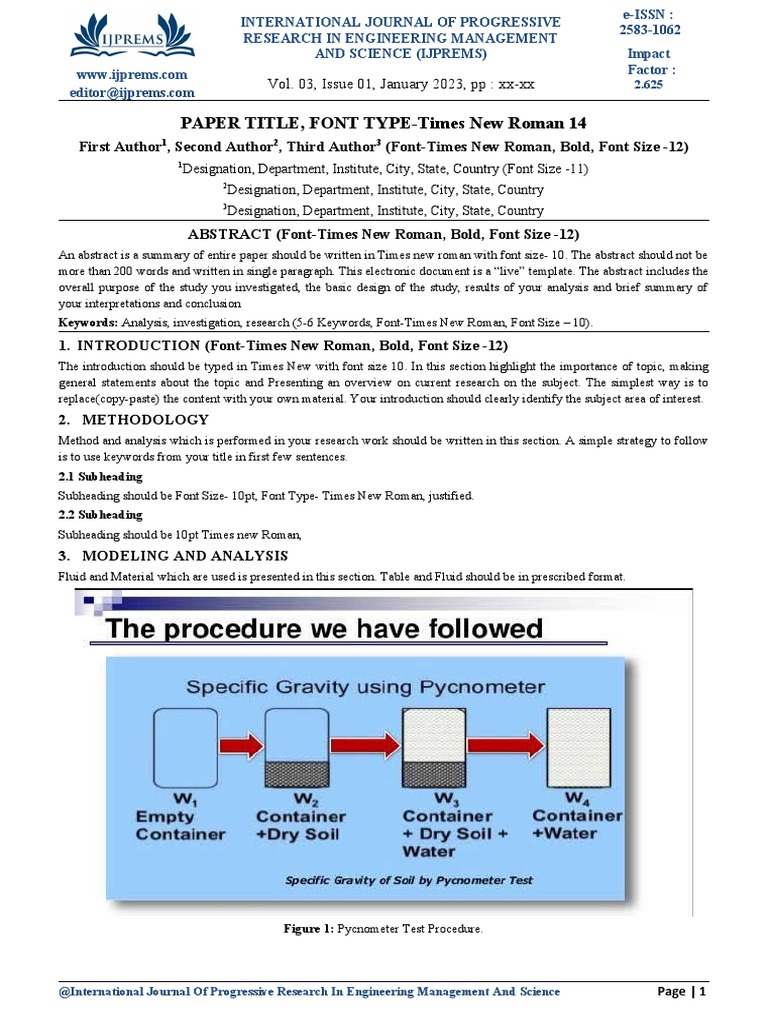 IJPREMS Template January 2023 | PDF | Times New Roman | Matter