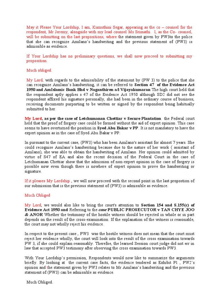 Evidence 2 Script | PDF | Witness | Cross Examination