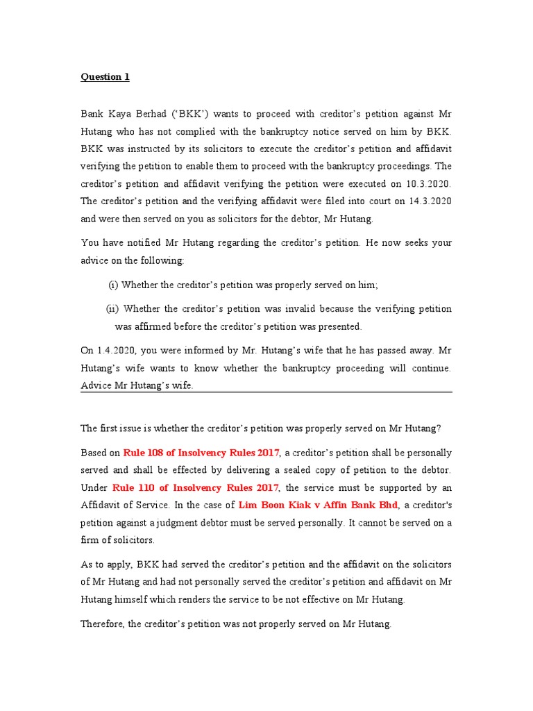 Written Submission | PDF | Bankruptcy | Creditor