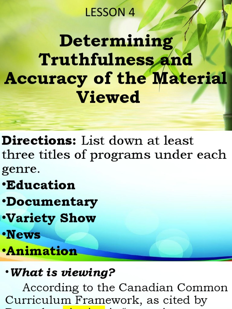 Evaluating Truthfulness and Accuracy | PDF | Accuracy And Precision ...