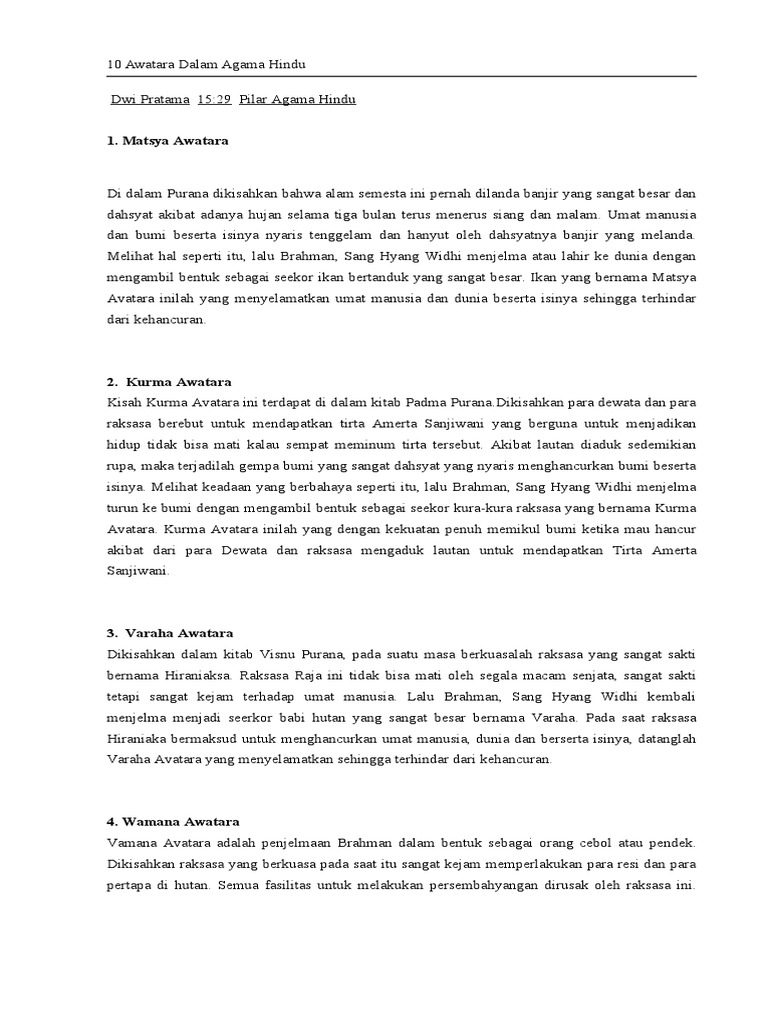Agama Hindu Awatara | PDF