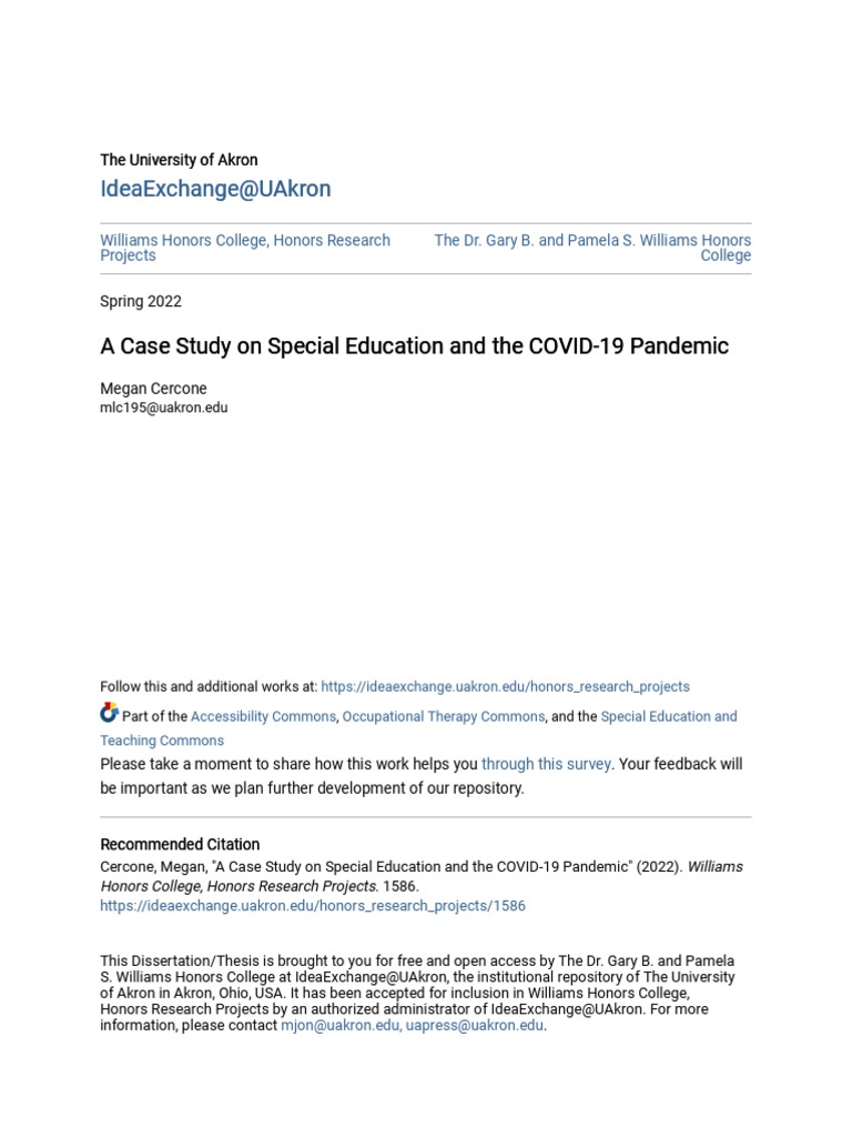 A Case Study On Special Education and The COVID-19 Pandemic | PDF ...