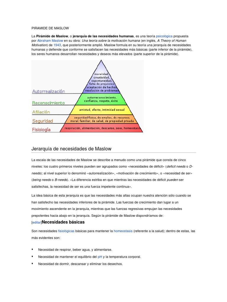 Piramide de Maslow | Descargar gratis PDF | Marketing | Conceptos psicologicos