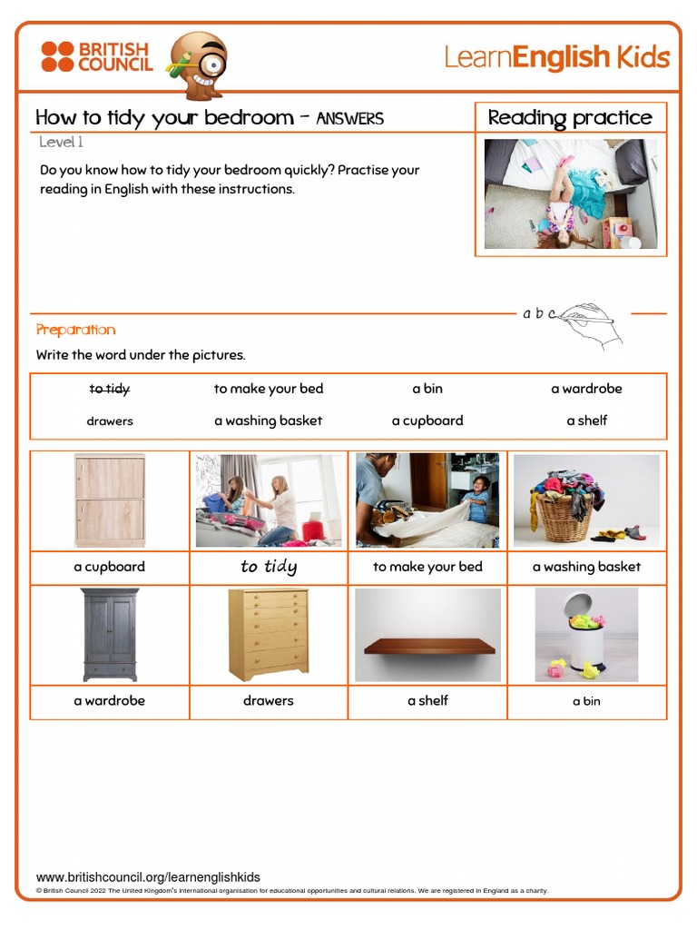 Reading Practice How To Tidy Your Bedroom Answers | PDF