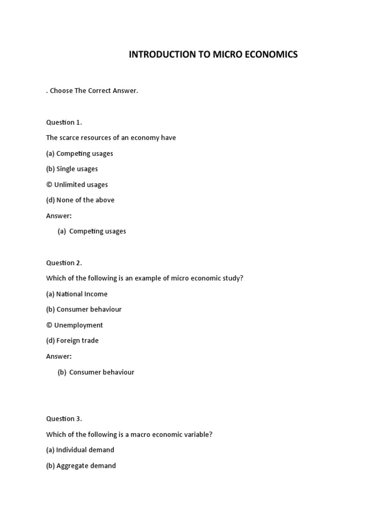 Introduction To Micro Economics | PDF | Demand | Microeconomics