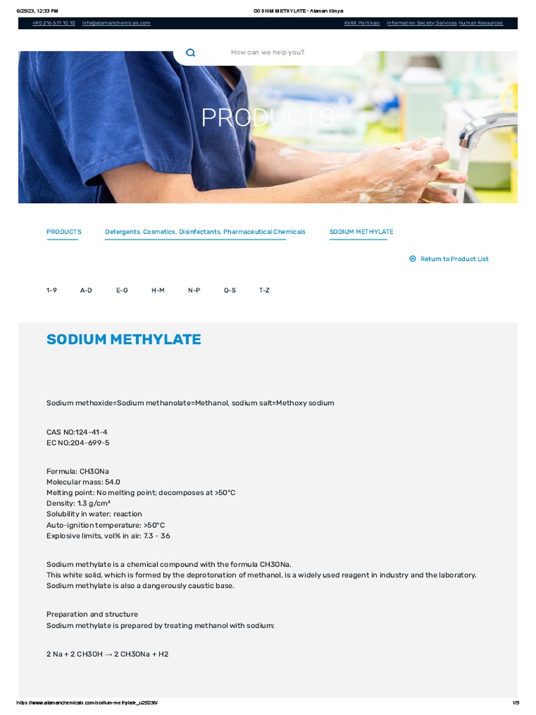 SODIUM METHYLATE - Ataman Kimya | PDF | Sodium Hydroxide | Physical ...