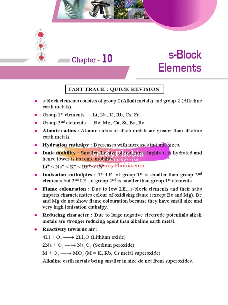 S-Block Elements | PDF | Hydroxide | Sodium Hydroxide