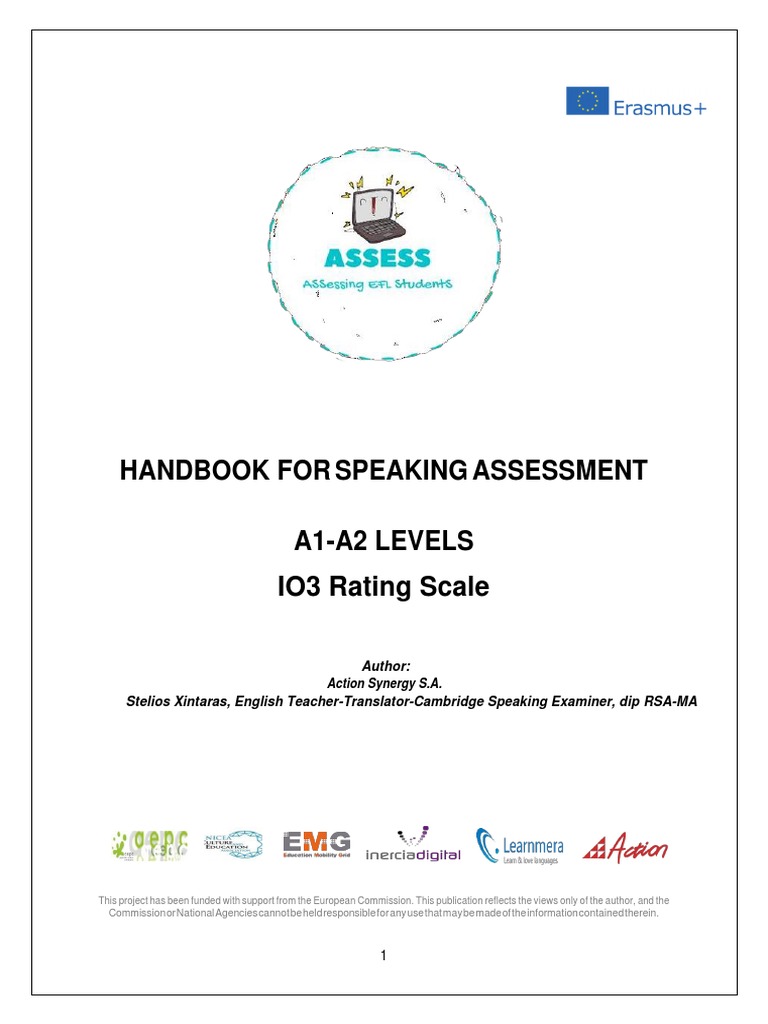 ΙΟ3 Rating Scale ASSESS A1-A2 SPEAKING final-09.09.2021 | PDF | English ...