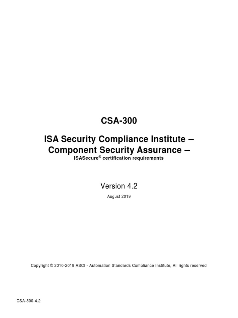 CSA 300 ISASecure Cert Req (v4 - 2) | PDF | Vulnerability (Computing ...