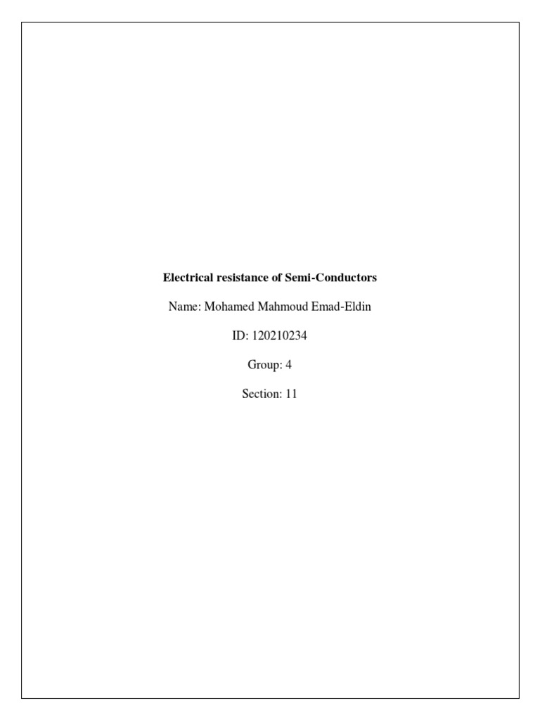 Electrical Resistance of Semi-Conductor | PDF | Band Gap | Semiconductors