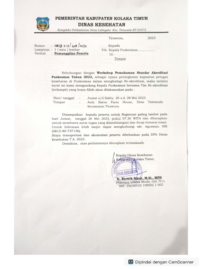 Undangan Pemanggilan Peserta | PDF