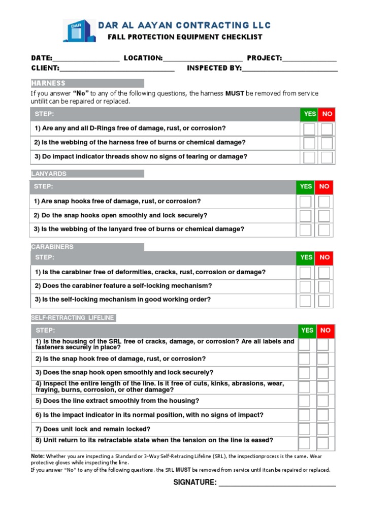 Checklist - Steel Structure and Roofing Fall Arrest | PDF | Mechanical ...