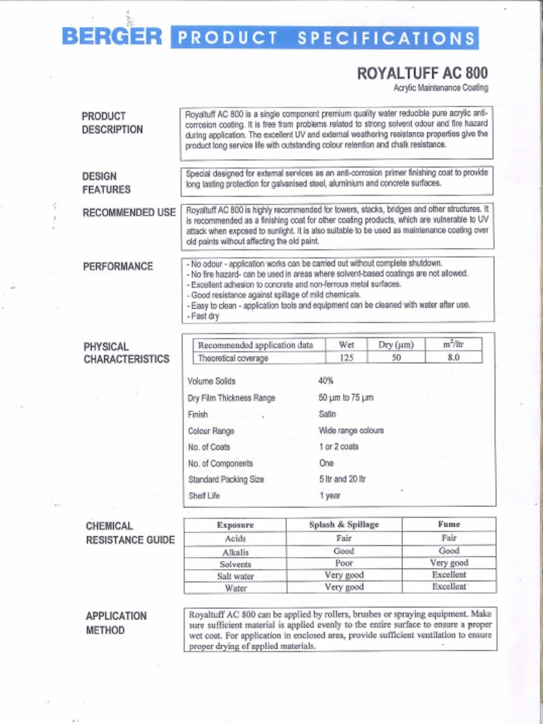 Royaltuff Ac 800 | PDF