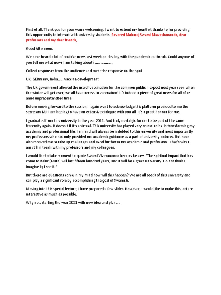 Introduction Speech | PDF