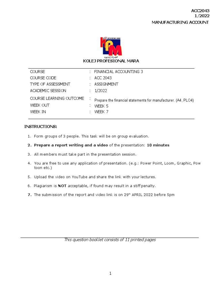 FA Assignment | Download Free PDF | Debits And Credits | Income Statement