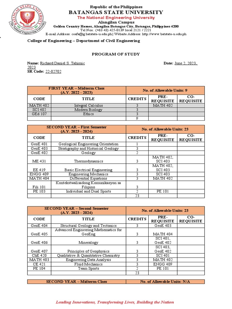Batangas State University: The National Engineering University | PDF ...