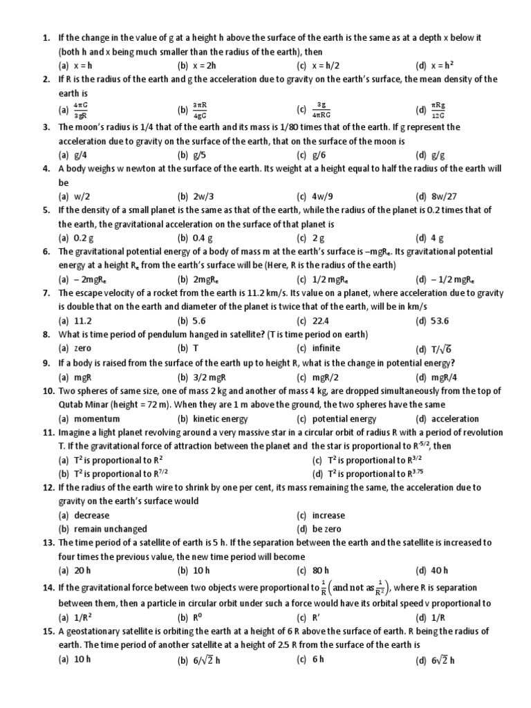 Gravitation TEST | PDF | Orbit | Mass