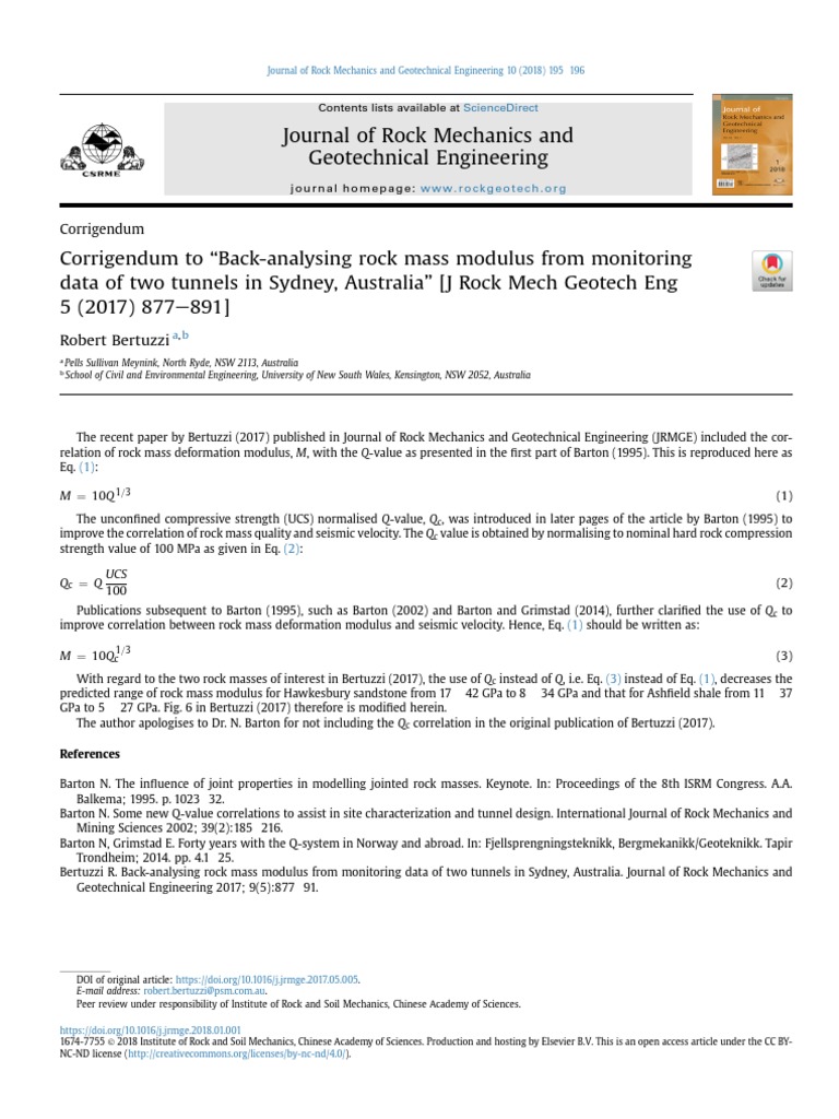 Journal of Rock Mechanics and Geotechnical Engineering: Corrigendum ...