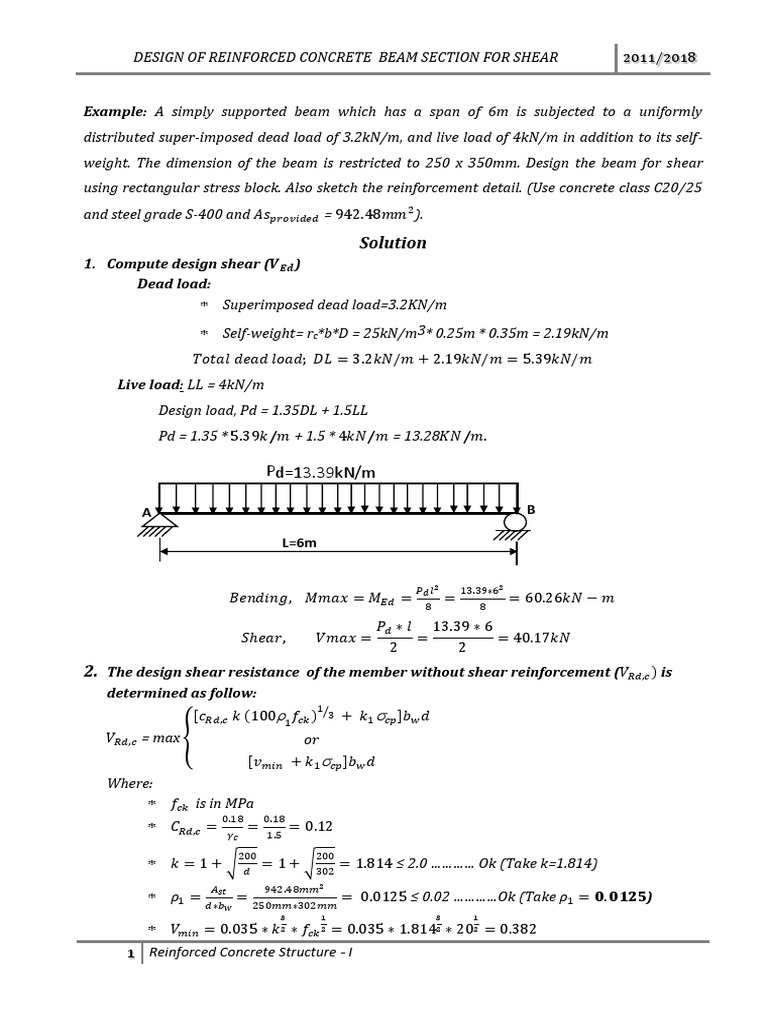 Design of Beam Sections For Shear | PDF | Beam (Structure) | Shear Stress