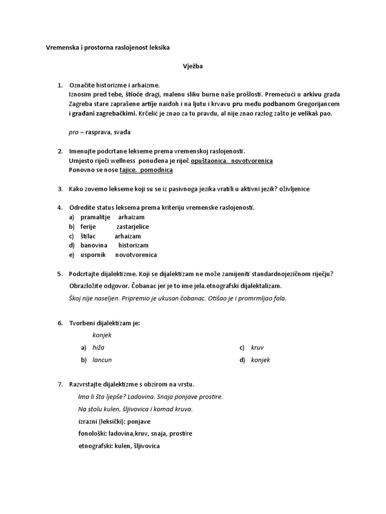 Vremenska i prostorna raslojenost leksika | PDF