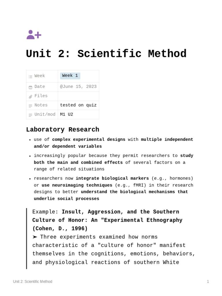 Unit 2 Scientific Method Pdf Obedience Human Behavior Experiment