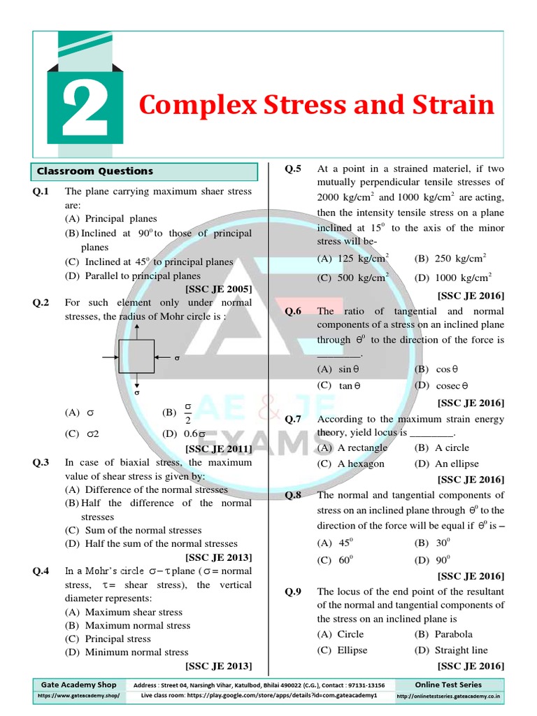 0260268cb9586-Chapter 2 Complex Stress and Strain | PDF | Stress (Mechanics) | Bending