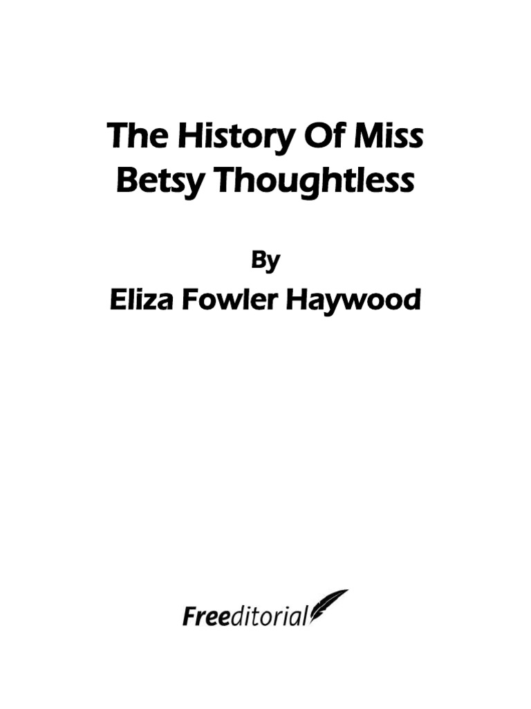 The History of Miss Betsy Thoughtless 2 | PDF